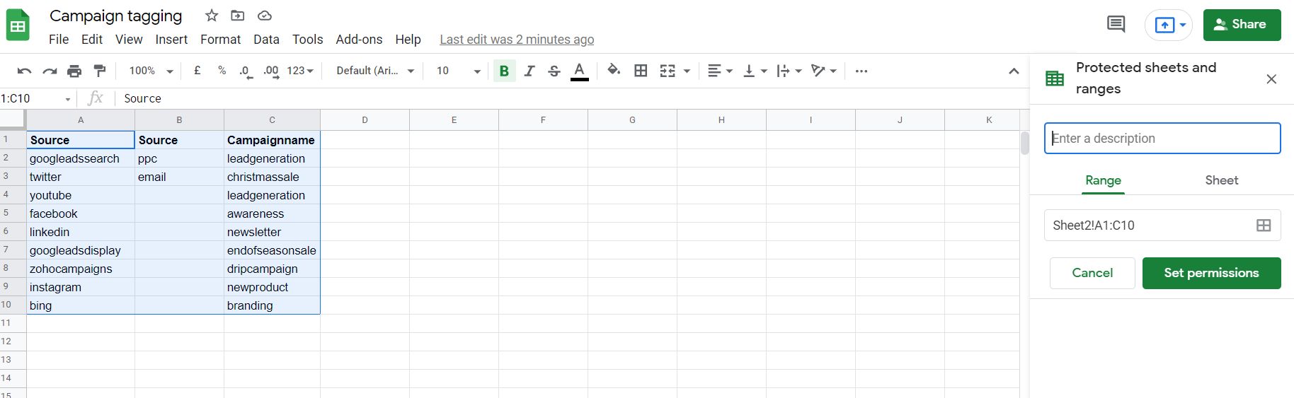 UTM building using Google sheets - CampTag